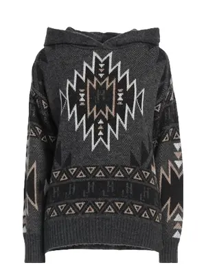 GAËLLE PARIS Knitted Multicolor Hooded Sweater - Grey