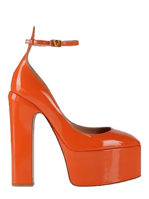 Valentino Garavani Leather Platform Pumps Orange