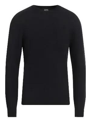 Alpha Studio Man Sweater Azure Size 40 Geelong Wool Black