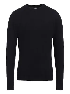 Alpha Studio Man Sweater Azure Size 40 Geelong Wool Navy
