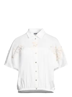 Alpha Studio Appliqued Short Sleeve Shirt - White
