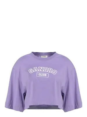 Sandro Embroidered Crop T-shirt - Purple