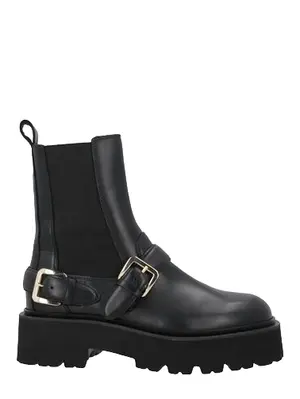 Sandro Leather Ankle Boots With Elastic Fibers - Black