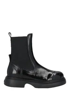 GANNI Patent Leather Ankle Boots - Black