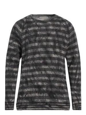 ORIGINAL VINTAGE Baby Alpaca Wool Blend Striped Crewneck Sweater - Charcoal