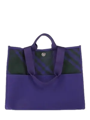 Burberry Handbag In Cotton And Calfskin - Purple