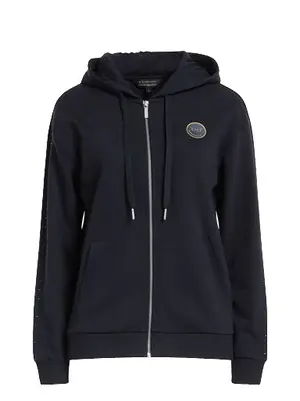 Armani Exchange Cotton And Polyester Blend Sweatshirt With Crystal Embellishments - Navy
