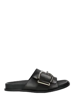 GUGLIELMO ROTTA Leather Buckle Sandals - Black