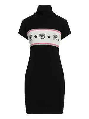 CHIARA FERRAGNI Intarsia-knit Mini Dress - Black
