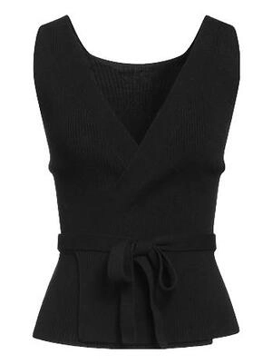 PATOU Patou Sleeveless Wrap Top In Merino Wool Blend Black