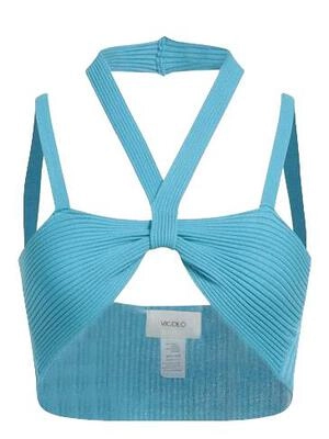 VICOLO Knit Crop Top - Azure