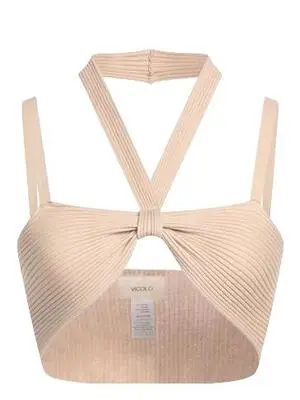 VICOLO Knit Crop Top - Sand