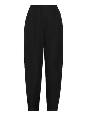Emporio Armani Tapered Virgin Wool Blend Trousers - Black
