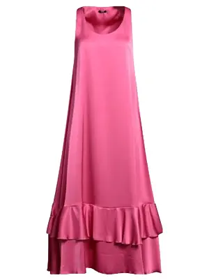 LIU •JO Midi Flared Satin Dress - Pink