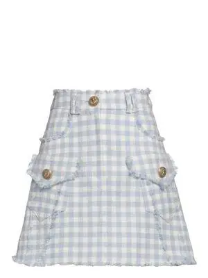 Balmain Mini Skirt In Checked Tweed - Blue