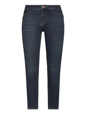 Armani Exchange Skinny Jeans With Leather Trims - Blue