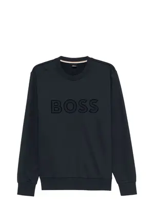BOSS Flocked-logo Sweatshirt - Blue
