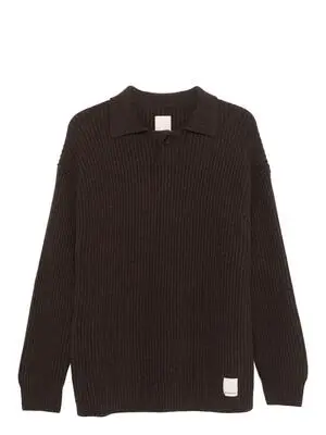Emporio Armani Fisherman's-knit Polo Shirt - Brown