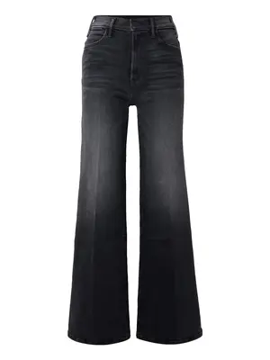 MOTHER The Hustler Roller High-rise Flared Jeans - Black