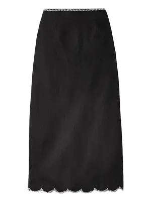 Zimmermann Crush Crystal-embellished Linen Midi Skirt - Black