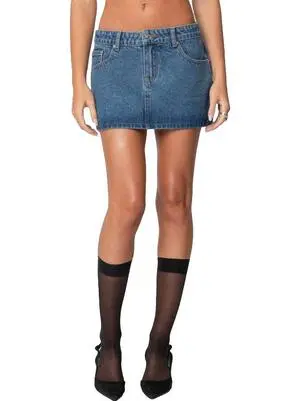 EDIKTED Chiara Denim Miniskirt - Blue