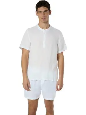 Onia Linen Home Short Sleeve Henley Shirt - White