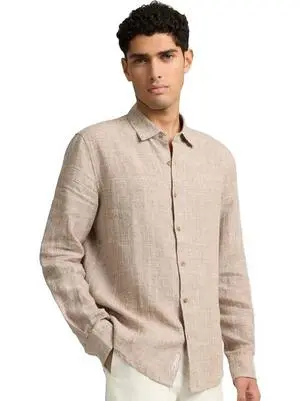 Onia Linen Long Sleeve Shirt - Brown Multi