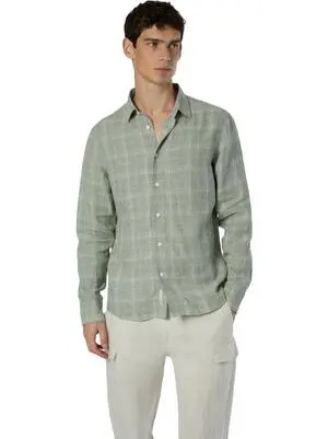 Onia Linen Long Sleeve Shirt - Musty Green/wht