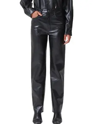 AGOLDE 90s Pinch Waist Straight Leg Leather Blend Trousers - Detox