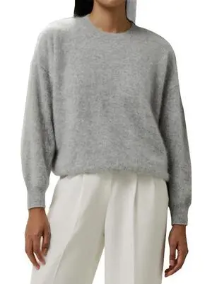 Lilysilk Brushed Cashmere Pullover Light Gray