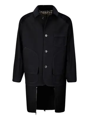 MAISON MARGIELA Panelled Mid-length Coat - Black