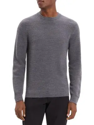 Theory Maden T.novo Crewneck Wool Sweater - Dark Grey Melange