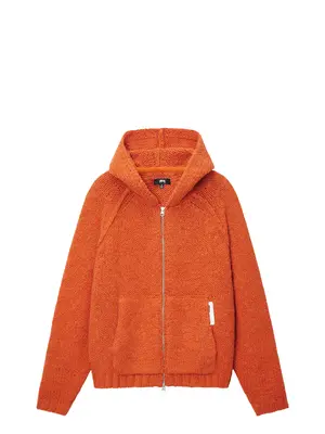 StüSsy Chunky Knit Zip Hoodie - Orange | Editorialist