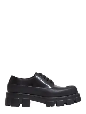 Prada Monolith Brushed Leather Lace-up - Black