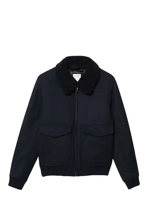 Sandro Aviator Zip-through Wool-blend Jacket - Bleus