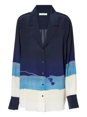 SIR. SIR. Mariner Printed Silk Crêpe De Chine Shirt Blue
