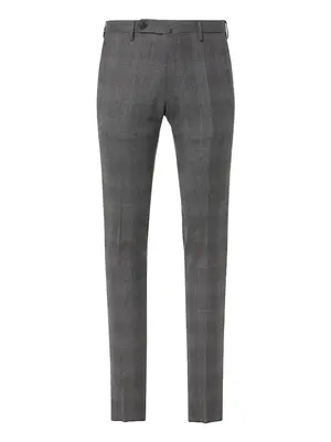 SLOWEAR Incotex Slim Fit Checked Wool-cashmere Trousers - Grey