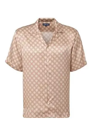 Frescobol Carioca Frescobol Carioca Roberto Printed Silk Bowling Shirt Orange