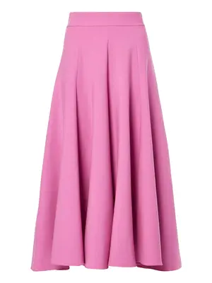 Oscar De La Renta High-rise Wool-blend Midi Skirt - Pink