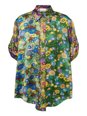 ALEMAIS Printed Silk Satin Shirt - Multicoloured