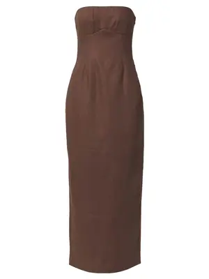 Sir The Label Evalita Linen Bustier Maxi Dress - Brown