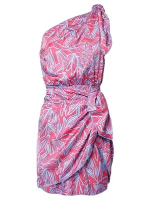 Poupette St Barth Celie Printed One-shoulder Minidress - Pink