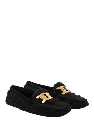 TOD'S Gommini Catena Shearling Driving Shoes - Black