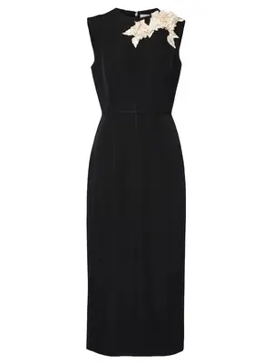 Erdem Asymmetric Wool Midi Dress - Black