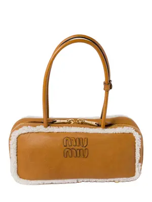 Miu Miu Beau Shearling Top-handle Bag - Cognac/natural