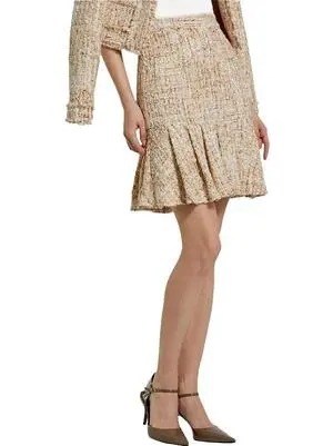 Mac Duggal High Waist Bouclé Mini Skirt - Blush