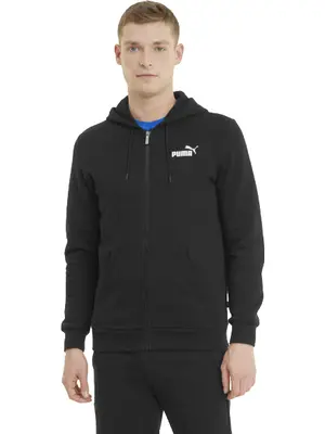 PUMA Essentials Full-Zip Logo Hoodie Black