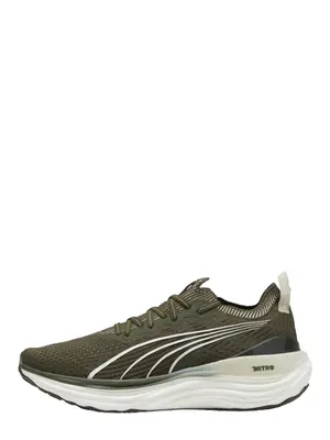 PUMA ForeverRun Nitro Knit Running Shoes Dark Olive- White