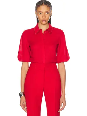 Gabriela Hearst Hadley Button-down Top - Scarlet Red