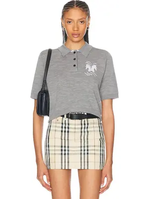 Burberry Short Sleeve Polo Top - Grey